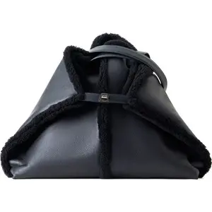 Akris Ai Leather & Genuine Shearling Convertible Tote - Black
