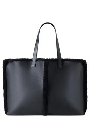 Akris Ai Leather & Genuine Shearling Convertible Tote