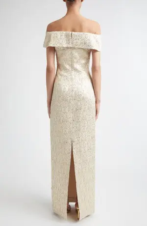 EMILIA WICKSTEAD Metallic Jacquard Off-the-shoulder Gown