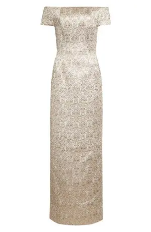 EMILIA WICKSTEAD Metallic Jacquard Off-the-shoulder Gown