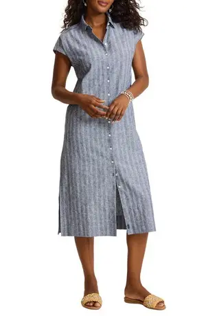 Tommy Bahama Textured Dobby Midi Shirtdress - Coastline