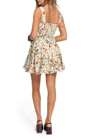 Agua Bendita Kristen Floral Pleated Minidress - Multicolor
