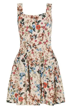 Agua Bendita Kristen Floral Pleated Minidress - Multicolor
