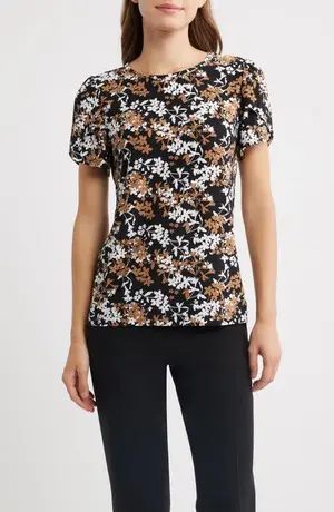 Anne Klein Tulip Sleeve Top - Anne Black Multi
