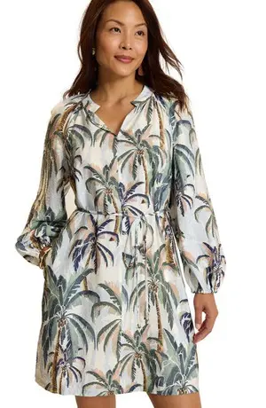 Tommy Bahama Palm Print Long Sleeve Dress