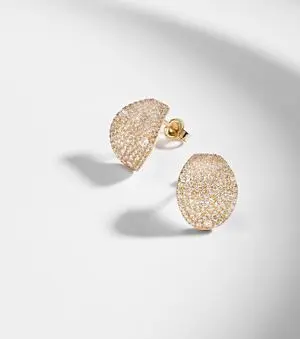 STONE AND STRAND Keepsake 14kt Huggie Earrings With Diamonds