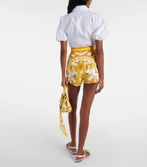 Dolce & Gabbana Majolica High-rise Cotton Shorts