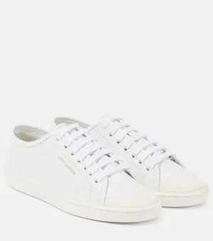 Saint Laurent Calf Leather Lace-up Sneakers - White