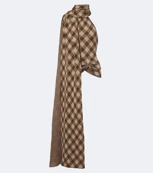 AYA MUSE Kae Scarf-detail Plaid Halterneck Top - Brown