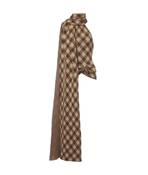 AYA MUSE Kae Scarf-detail Plaid Halterneck Top - Brown