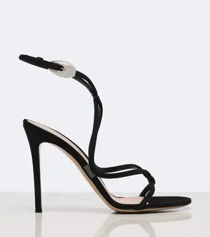 GIANVITO ROSSI Embellished Suede Strappy Sandals