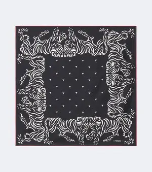 Fendi Printed Silk Scarf - Black