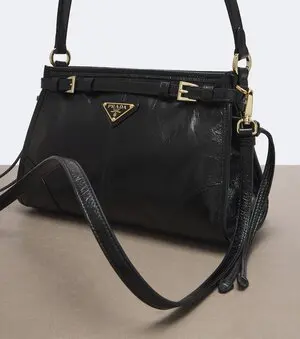 Prada Bonnie Small Leather Shoulder Bag - Black