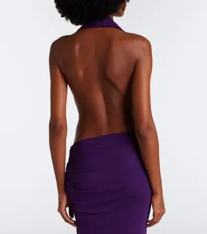 Alex Perry Draped Halterneck Gown - Purple