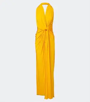Alex Perry Draped Halterneck Jersey Gown - Yellow