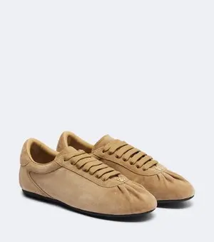 Dolce & Gabbana Soft Ballet Suede Lace-up Sneakers - Beige