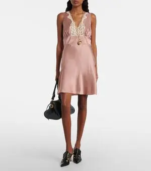 Chloé Lace-trimmed Silk Satin Minidress