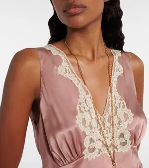 Chloé Lace-trimmed Silk Satin Minidress
