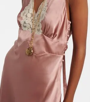 Chloé Lace-trimmed Silk Satin Minidress