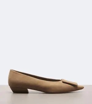 ROGER VIVIER Viv" Suede Ballet Flats - Beige