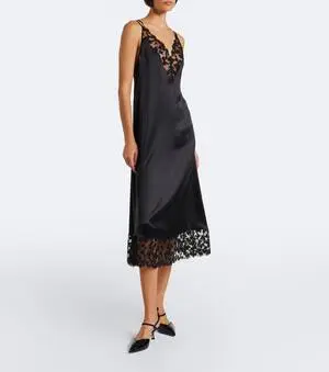 Fendi Lace-trimmed Silk Slip Dress