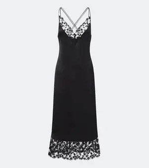Fendi Lace-trimmed Silk Slip Dress - Black