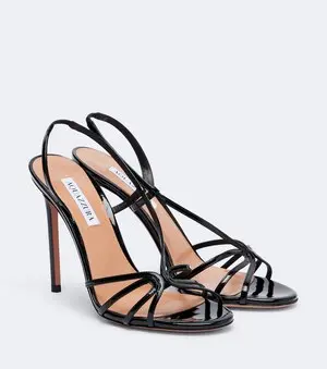 AQUAZZURA Talk To Me Patent Leather Slingback Sandals Merlot - Black