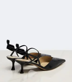 Fendi Very Colibri Leather Slingback Pumps - Black