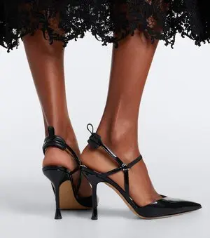 Fendi Very Colibrì Leather Slingback Pumps - Black