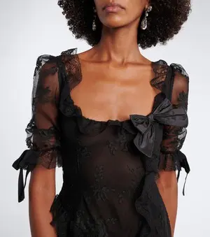 Alessandra Rich Lace Bow Detail Midi Dress