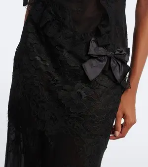Alessandra Rich Lace Bow Detail Midi Dress