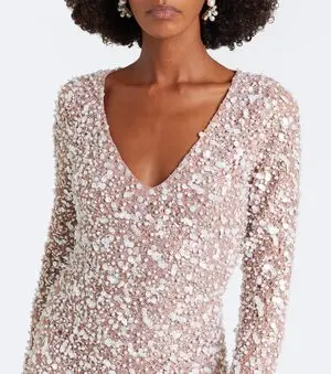 LA FUORI Sequined Gown With Back Slit