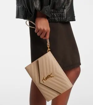 Saint Laurent Cassandre Small Matelassé Leather Clutch
