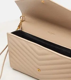 Saint Laurent Cassandre Small Matelassé Leather Clutch - Beige