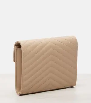 Saint Laurent Cassandre Small Matelassé Leather Clutch - Beige