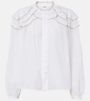MARANT ETOILE Christa Ruffled Cotton-blend Blouse - White