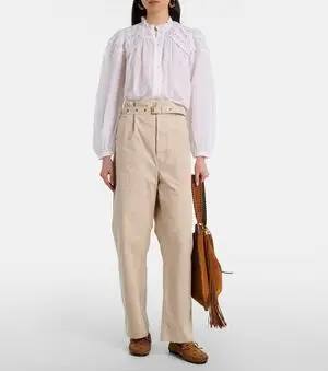 MARANT ETOILE Christa Ruffled Cotton-blend Blouse