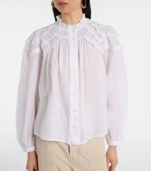 MARANT ETOILE Christa Ruffled Cotton-blend Blouse
