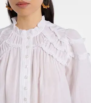 MARANT ETOILE Christa Ruffled Cotton-blend Blouse