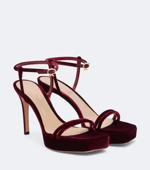 GIANVITO ROSSI Velvet Platform Sandals - Burgundy