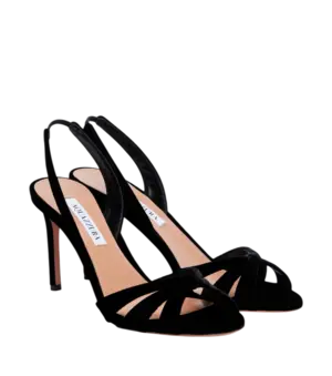 AQUAZZURA Tati Velvet Slingback Sandals - Black
