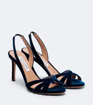 AQUAZZURA Tati Velvet Slingback Sandals - Blue