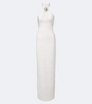 David Koma Embellished Halterneck Gown - White