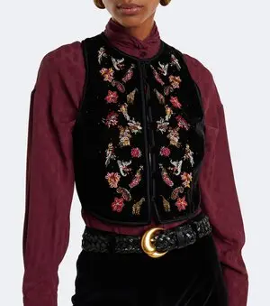 Etro Embellished Velvet Vest