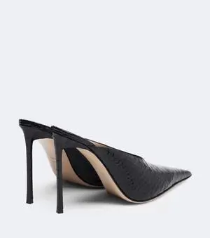 TOM FORD Snake-effect Leather Pointed Toe Mules