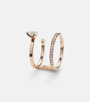 REPOSSI 18kt Rose Serti Sur Vide Ring With Diamonds