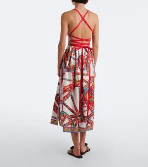 Dolce & Gabbana Carretto Gathered Cotton Poplin Midi Dress