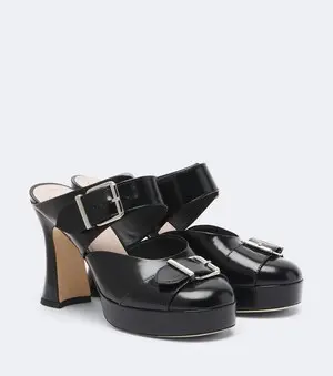 Simone Rocha Sculpt Leather Mules With Buckle Fastening - Black