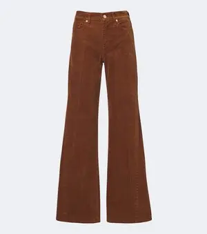 7 For All Mankind Lotta Cotton-blend Corduroy Flared Pants - Brown
