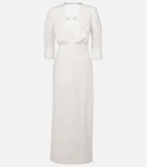 ADRIANA DEGREAS Puff-sleeve Cotton Maxi Dress - White